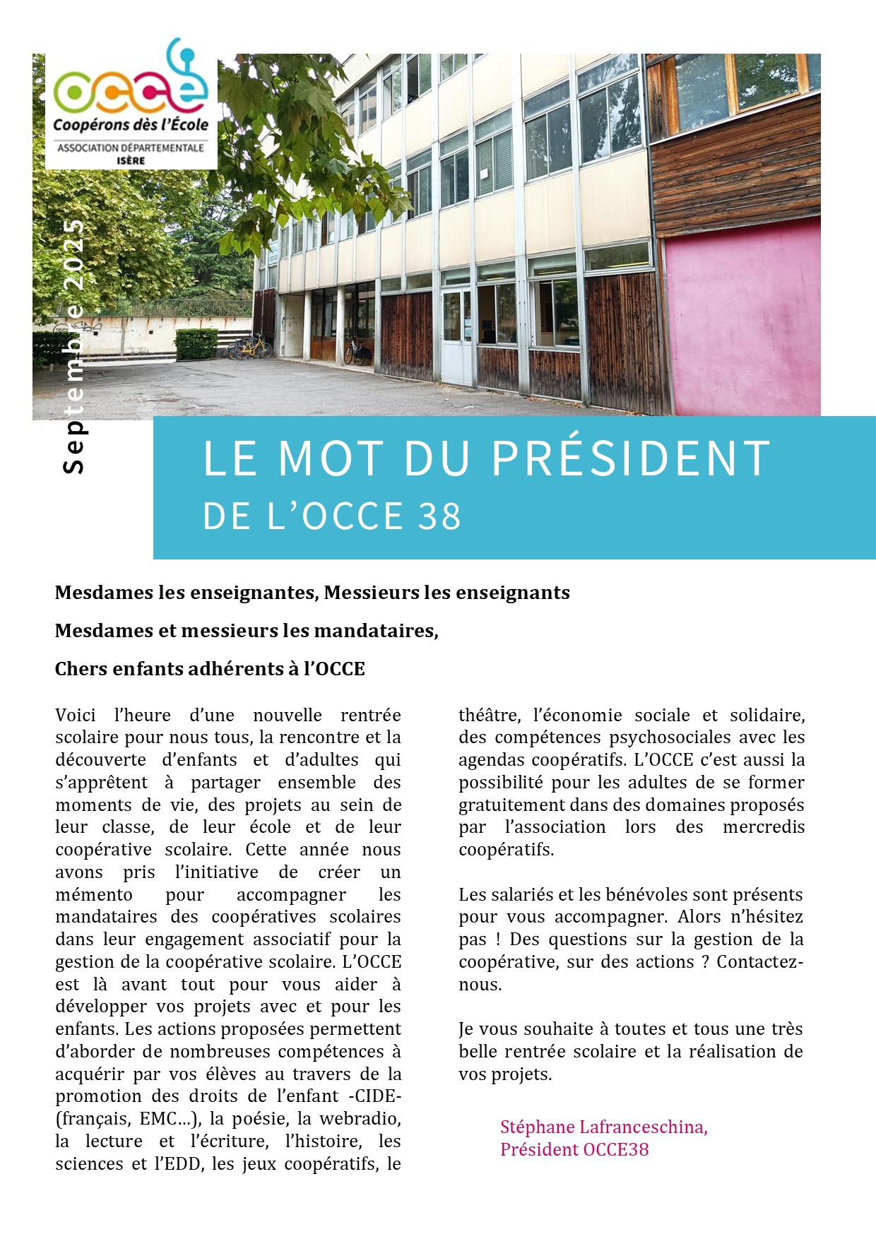 OCCE 38-coopération-actions-services-reprographie-Lire c'est partir Journal de rentrée 2025-2026